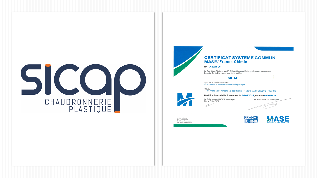 Certification MASE SICAP – sécurité en chaudronnerie plastique - sicap